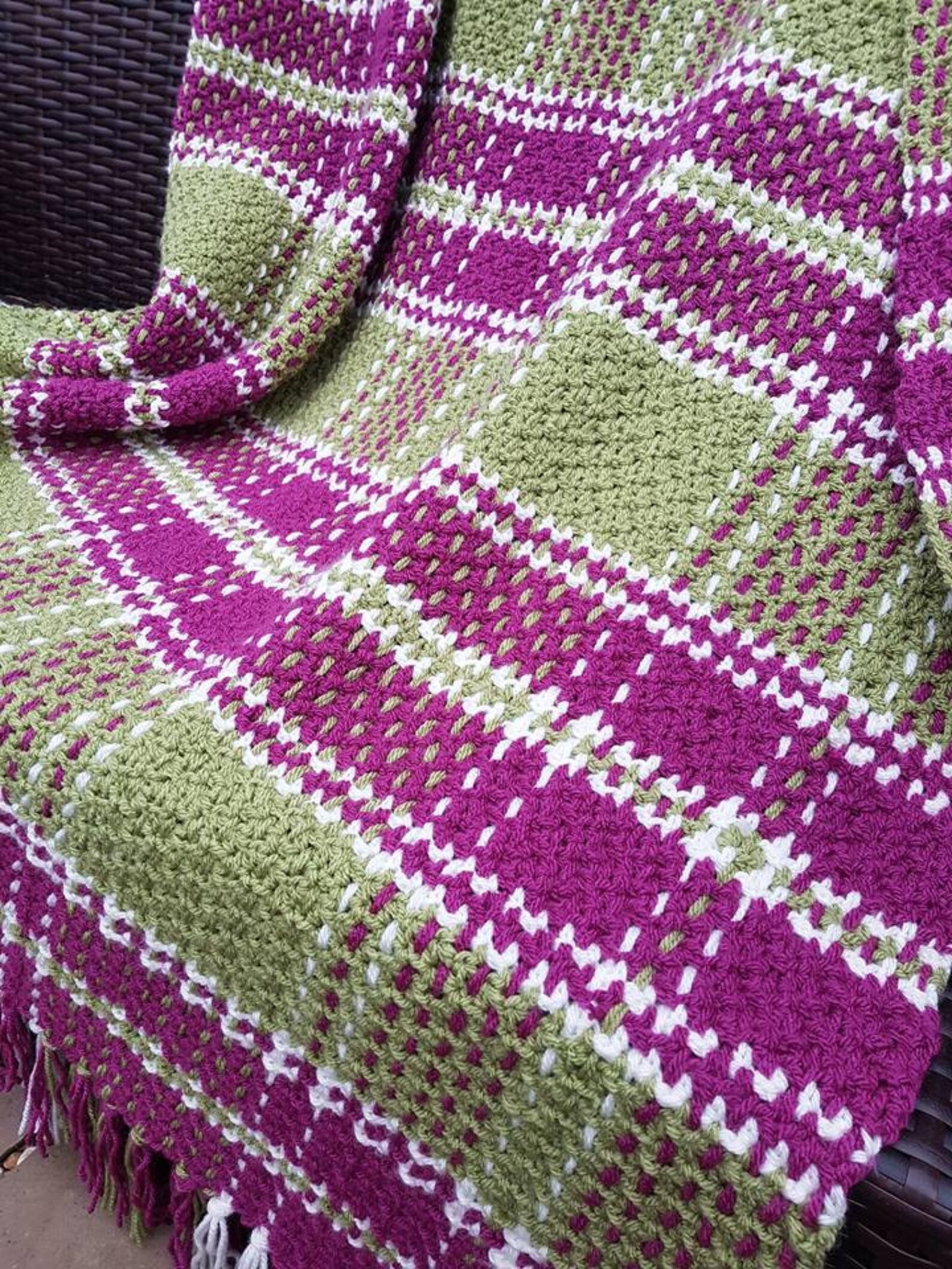 Crochet Blanket Pattern. Tartan Plaid Throw | Etsy