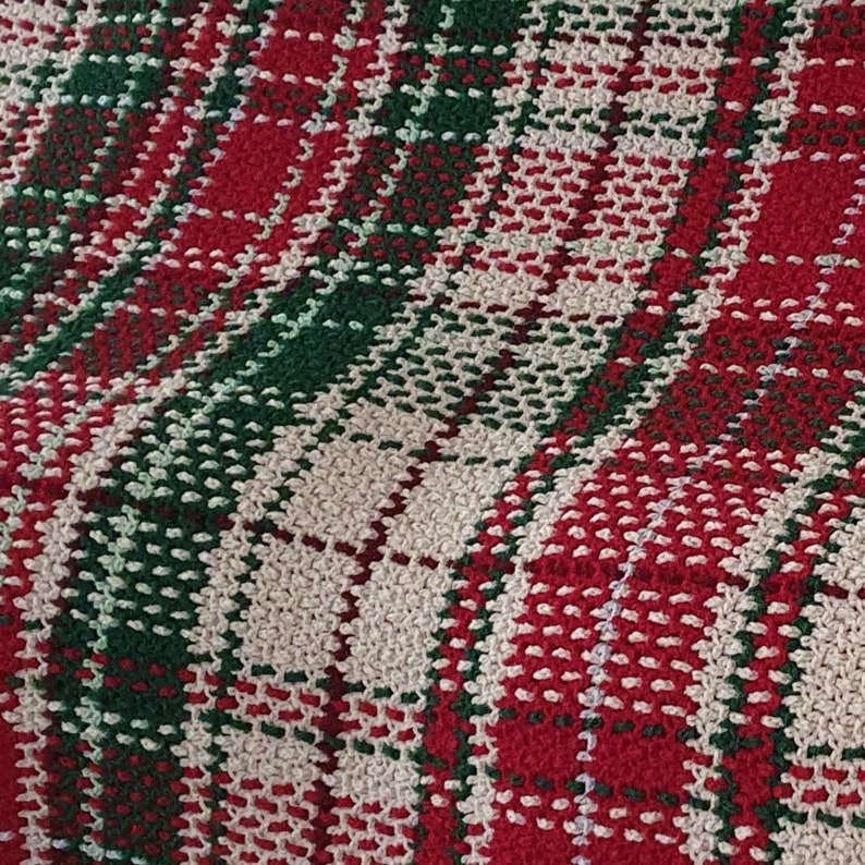 Red Green Tartan Blanket. Crochet Blanket Pattern. DIY Home - Etsy
