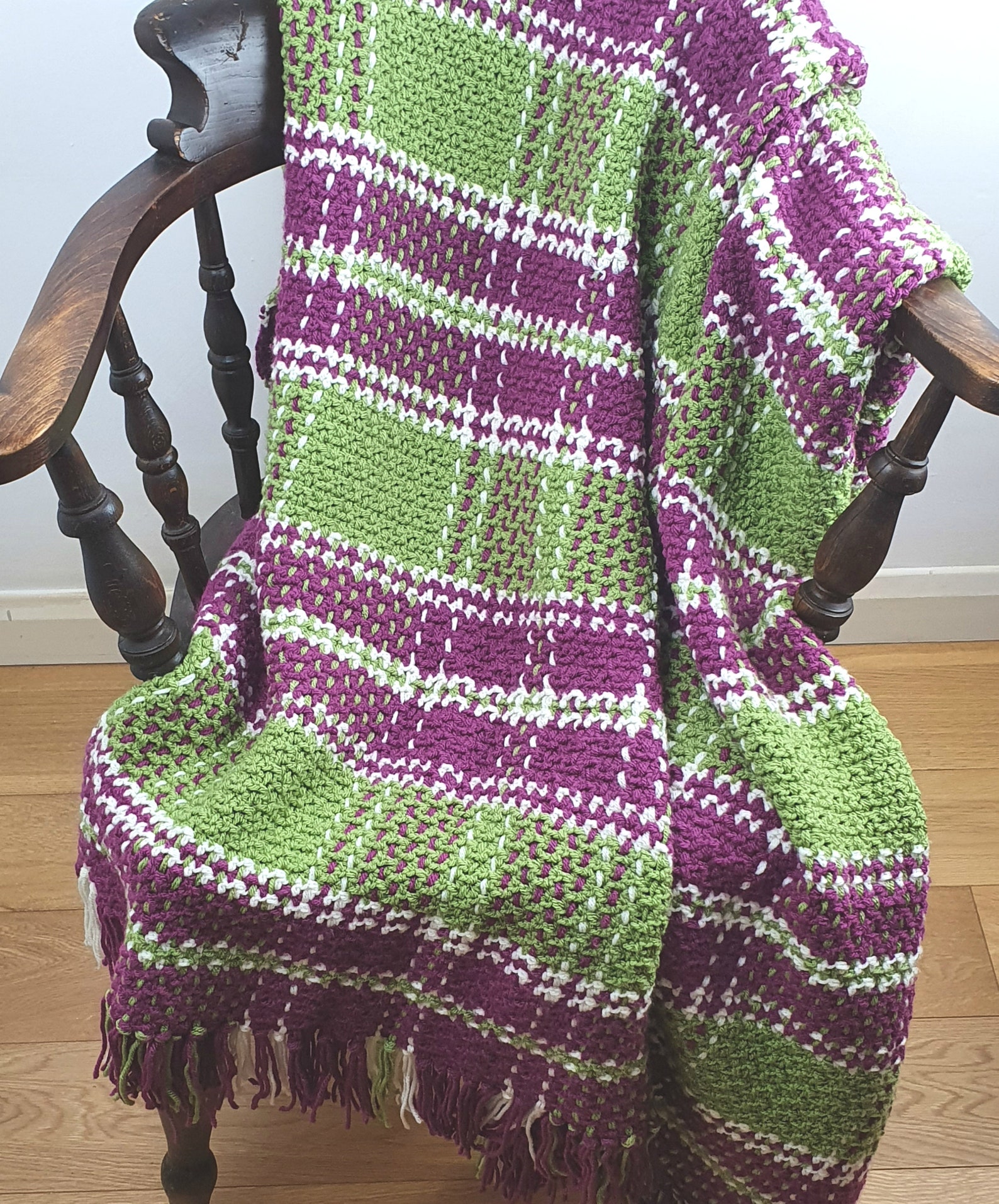 Crochet Blanket Pattern. Tartan Plaid Throw - Etsy