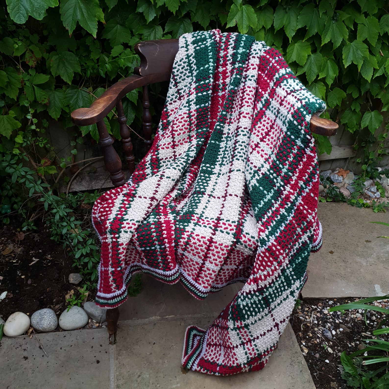 Red Green Tartan Blanket. Crochet Blanket Pattern. DIY Home - Etsy
