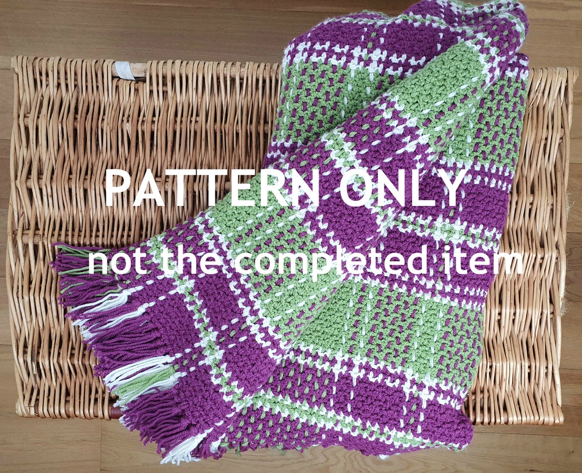 Crochet Blanket Pattern. Tartan Plaid Throw | Etsy