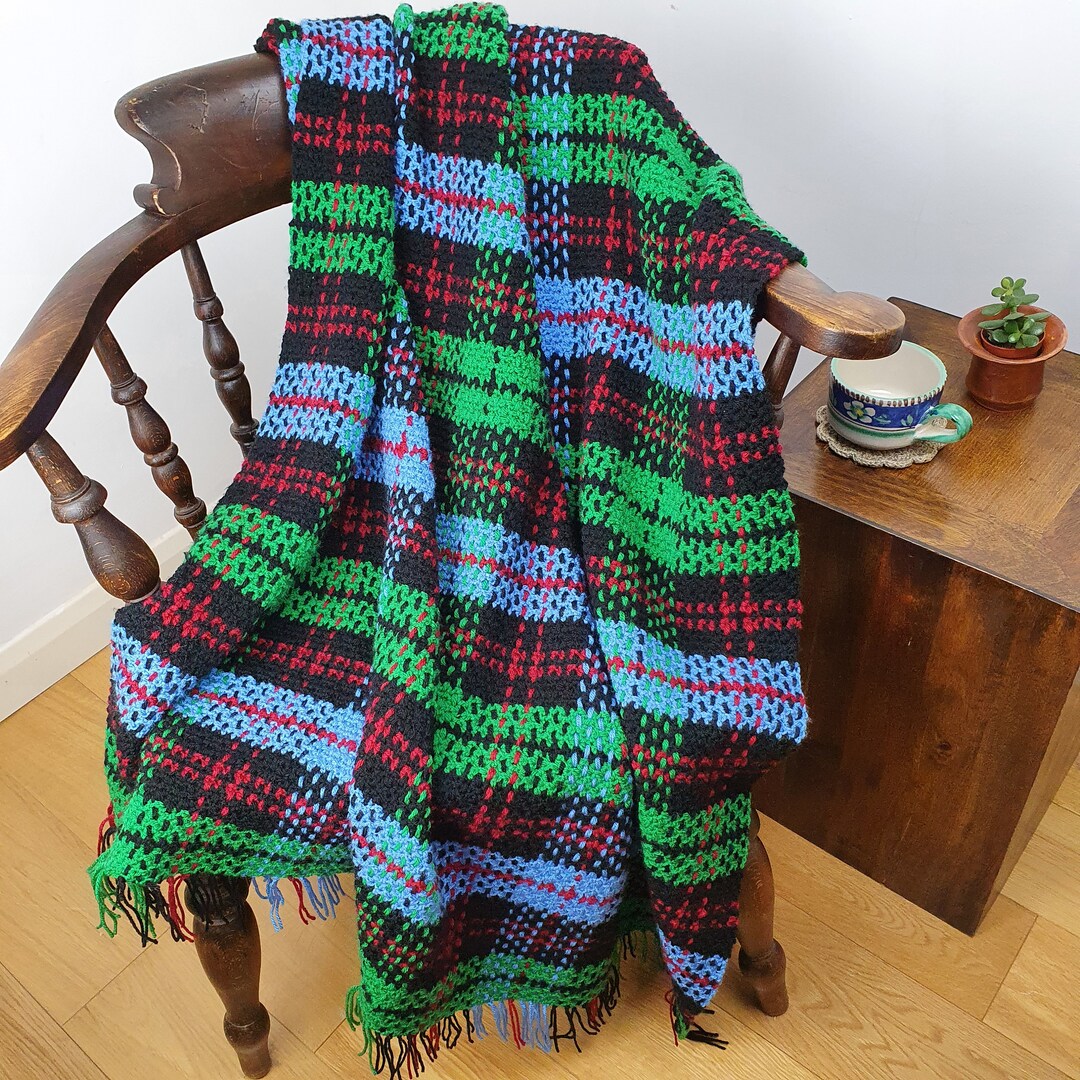 Tartan Blanket Pattern. Crochet and Weave Using Four Colours - Etsy UK
