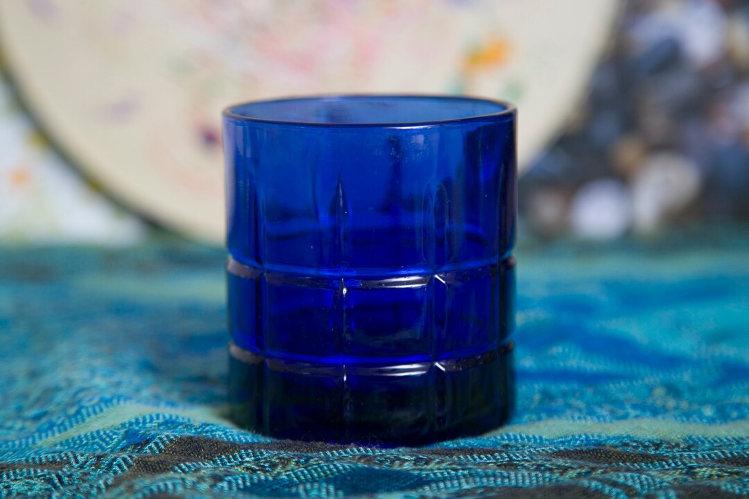 Cobalt Blue Glass Rocks Glass Cocktail Glass Shipping Included - Etsy