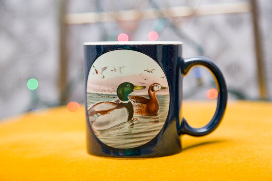 Vintage Otagiri Mallard Duck Mug Blue and White FREE Shipping Unique ...