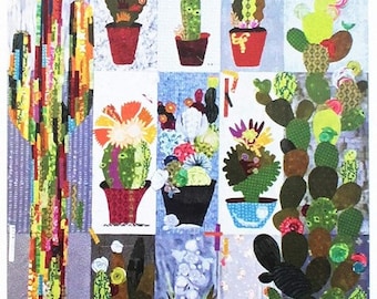 Cactus Queen Collage Quilt Pattern by Laura Heine of Fiberworks - Etsy