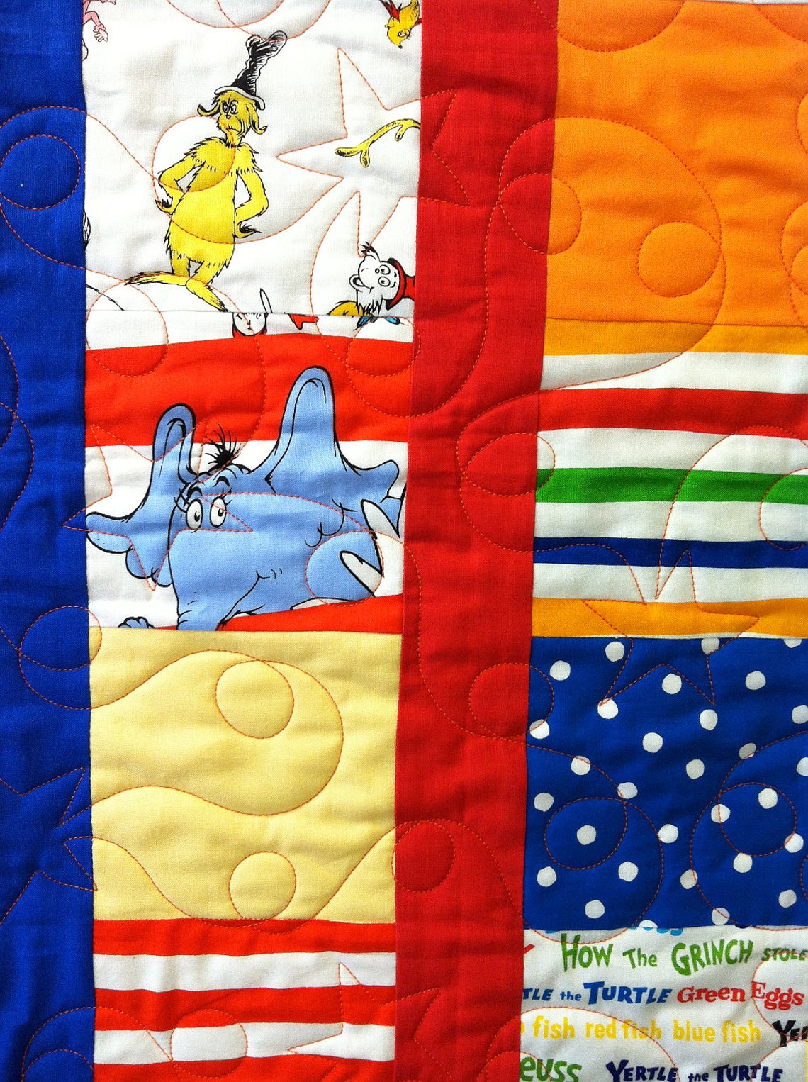 Dr Seuss I Spy Baby Quilt With Bright Orange Backing - Etsy