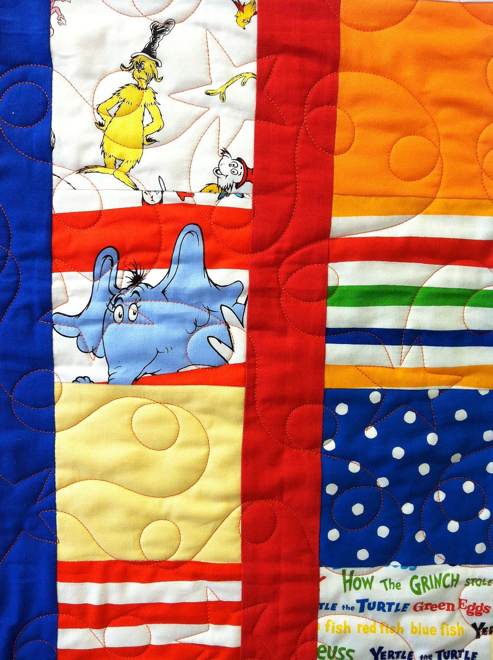 Dr Seuss I Spy Baby Quilt With Bright Orange Backing 27.5x36 ...