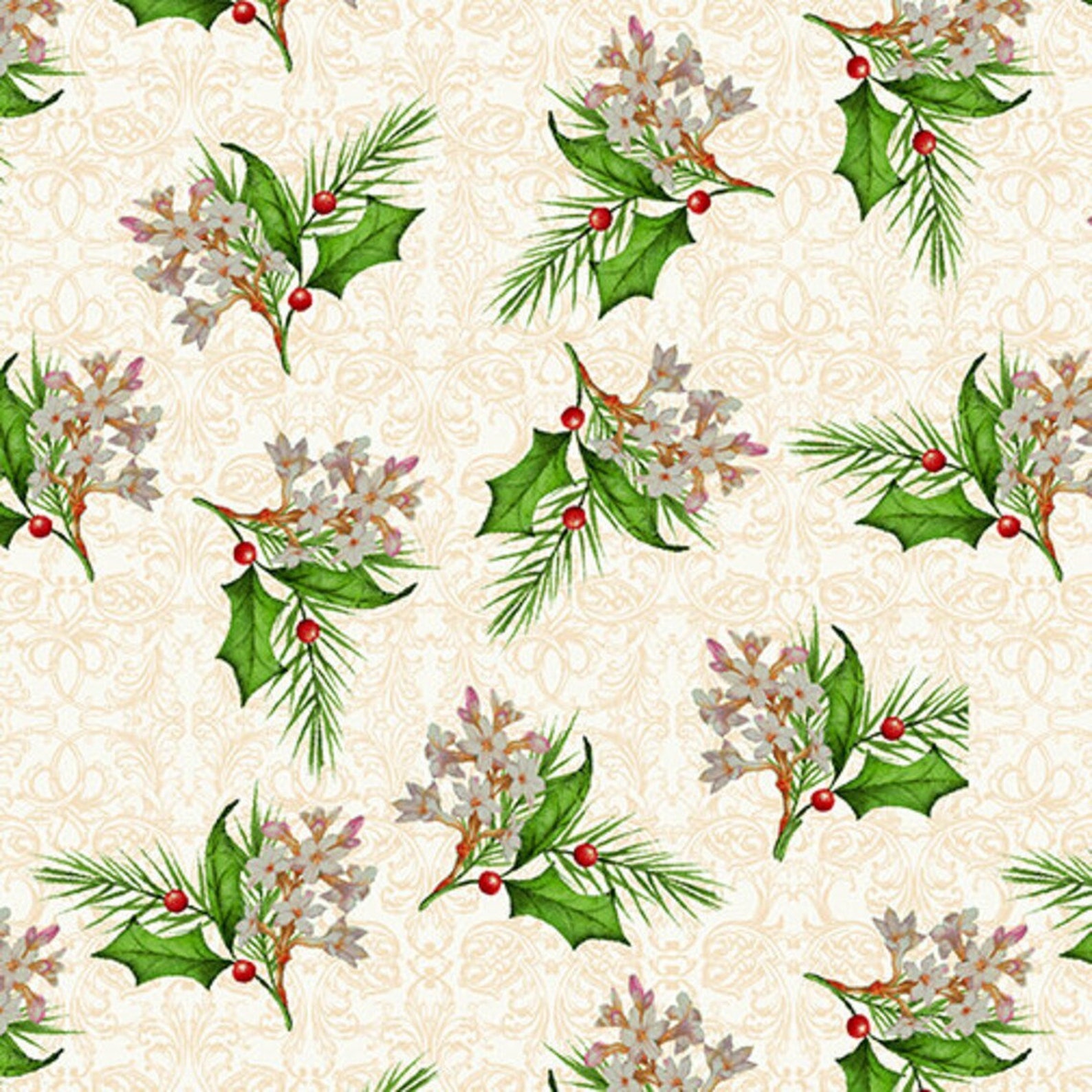 Henry Glass Christmas Legend II Holly Leaves Cream - RN110614 - Etsy