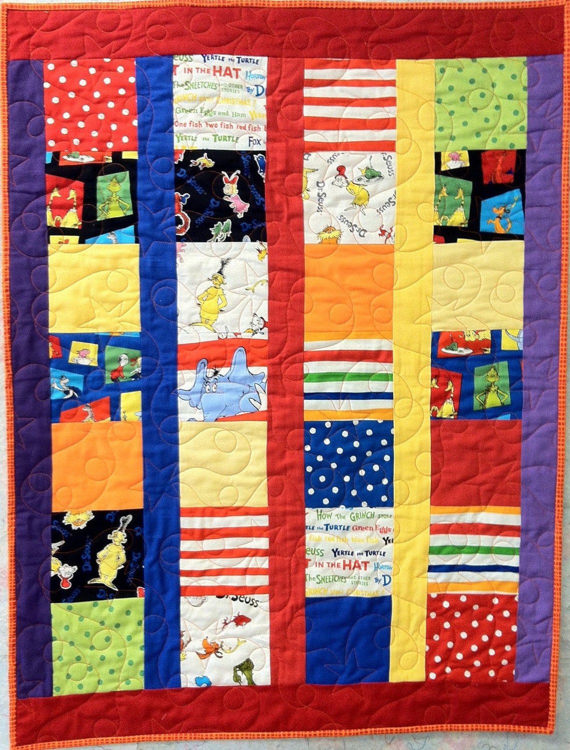 Dr Seuss I Spy Baby Quilt With Bright Orange Backing - Etsy