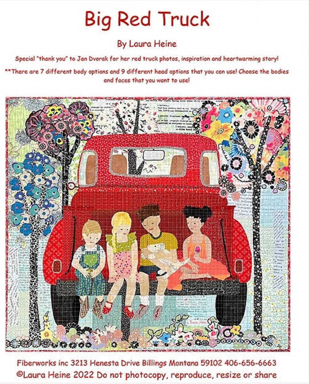 Fiberworks' Big Red Truck 26W X 32H Quilt Pattern by Laura Heine - Etsy