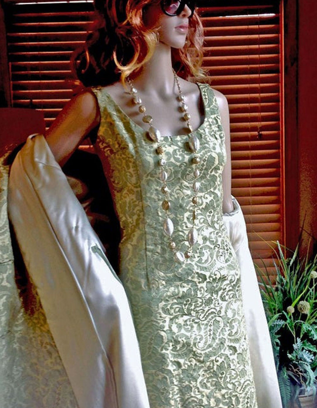 SALE 1960's Vogue Bespoke Formal Gown-and-opera Coat Ensemble Gold ...