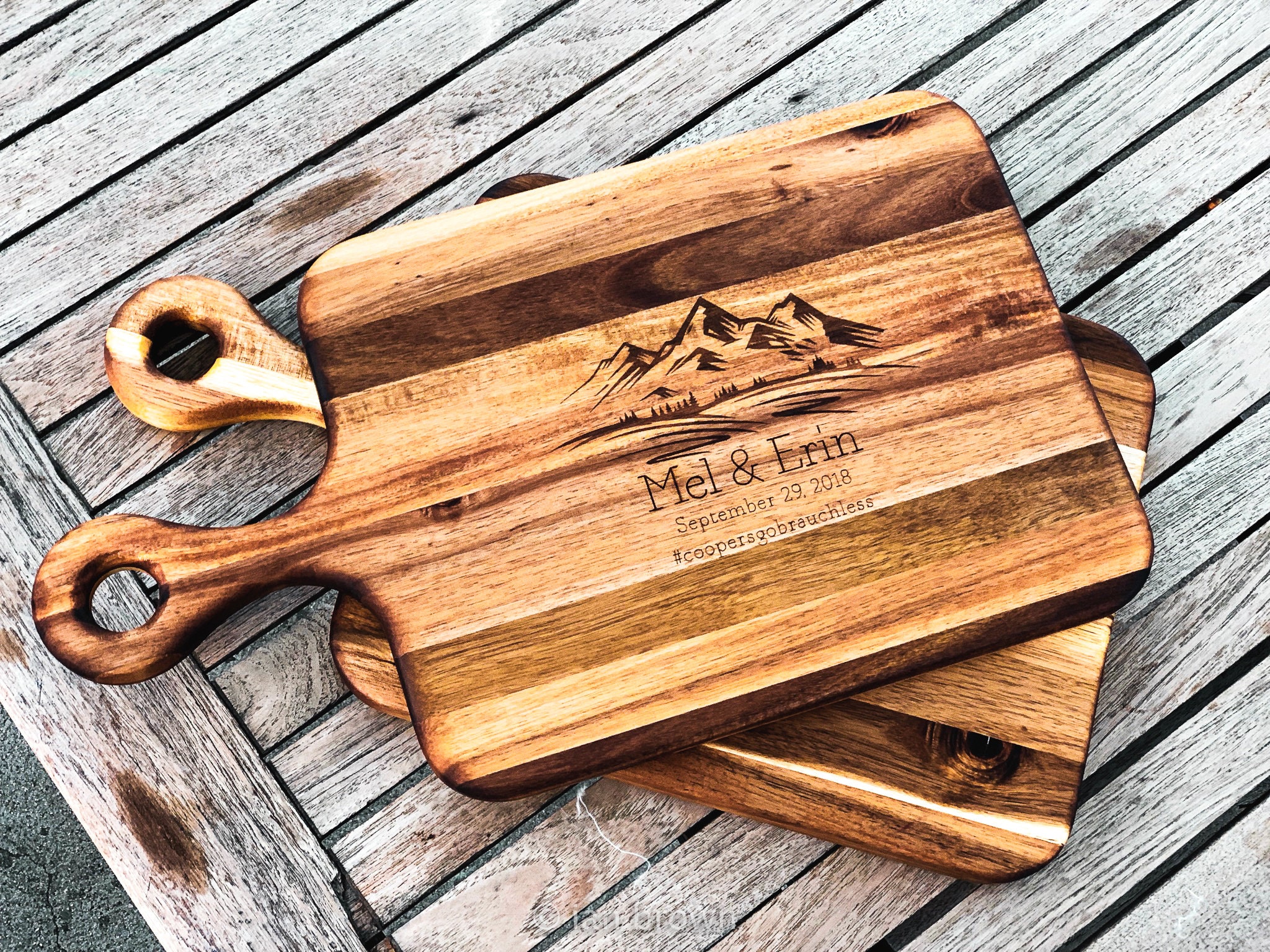 Cutting Board With Custom Engraving Made From Acacia Wood for Christmas ...