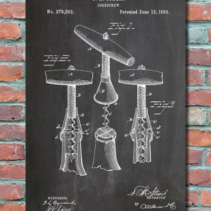 Corkscrew Patent Wall Art Print, Patent Art, Blueprint, Patent Print ...