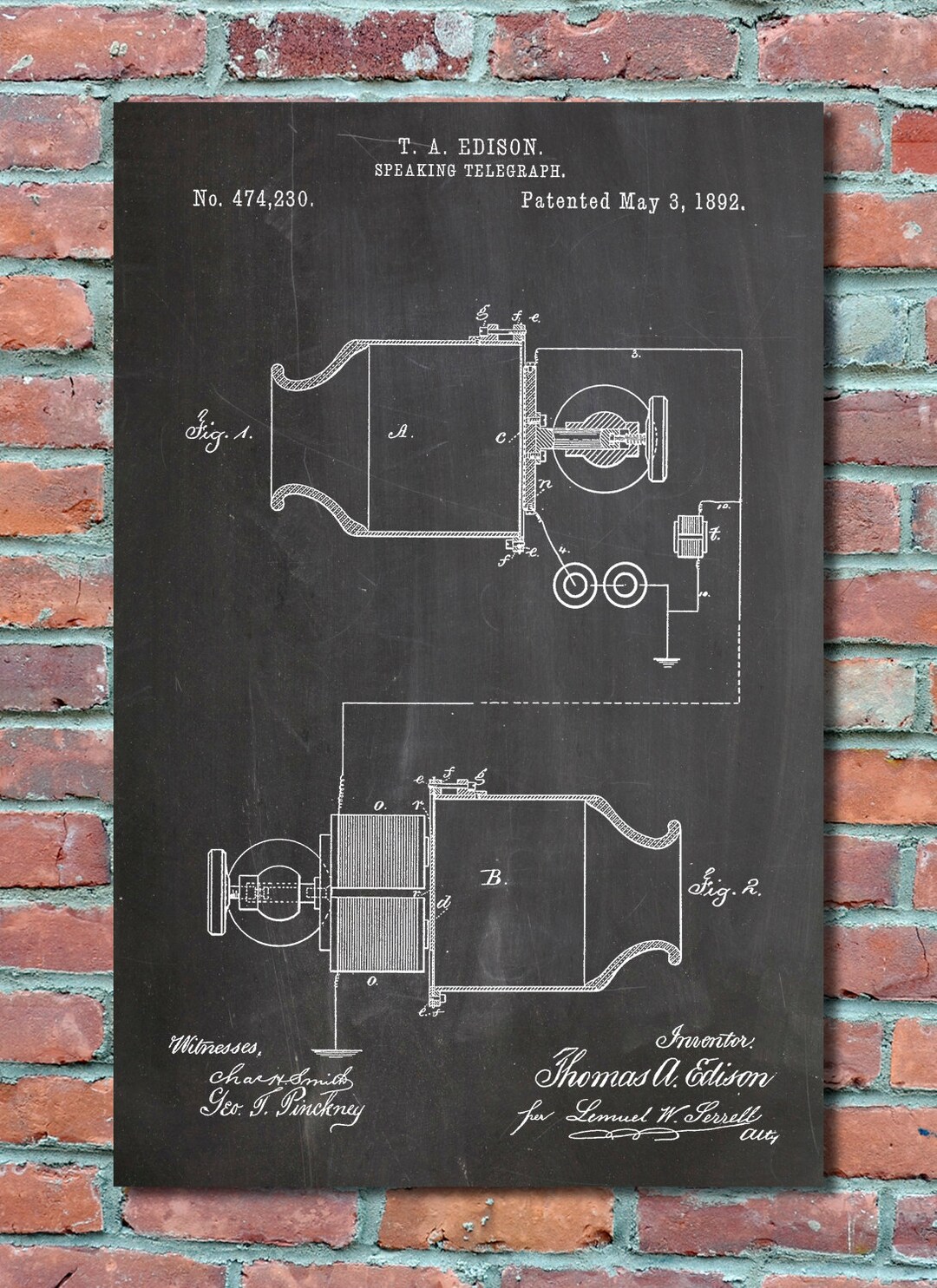 Talking Telegraph Patent Wall Art Print, Patent Art, Telegraph Patent ...