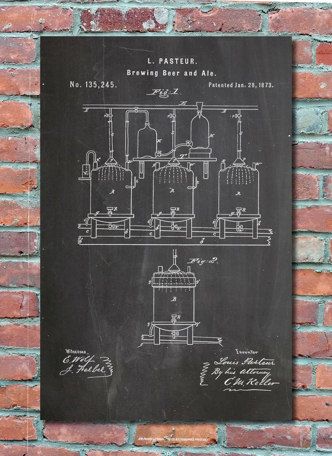 Brewing Beer & Ale 1873 Wall Art, Patent Print, Blueprint, Plexity ...