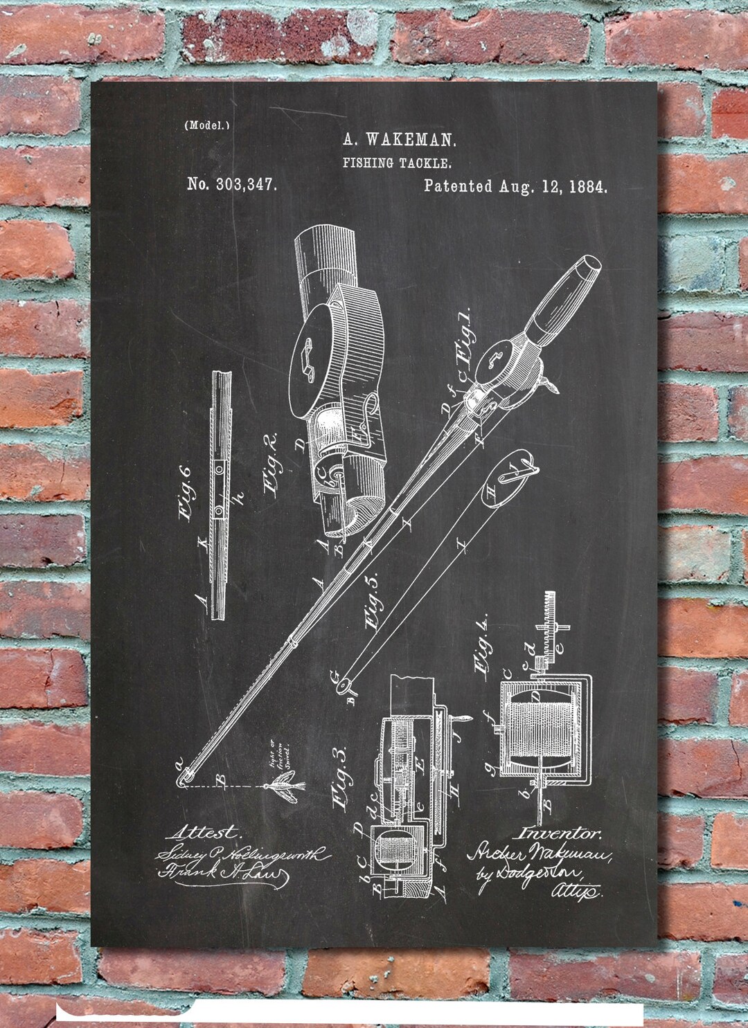 Fishing Rod Wall Art Print, Patent Art, Patent Poster, Blueprint ...