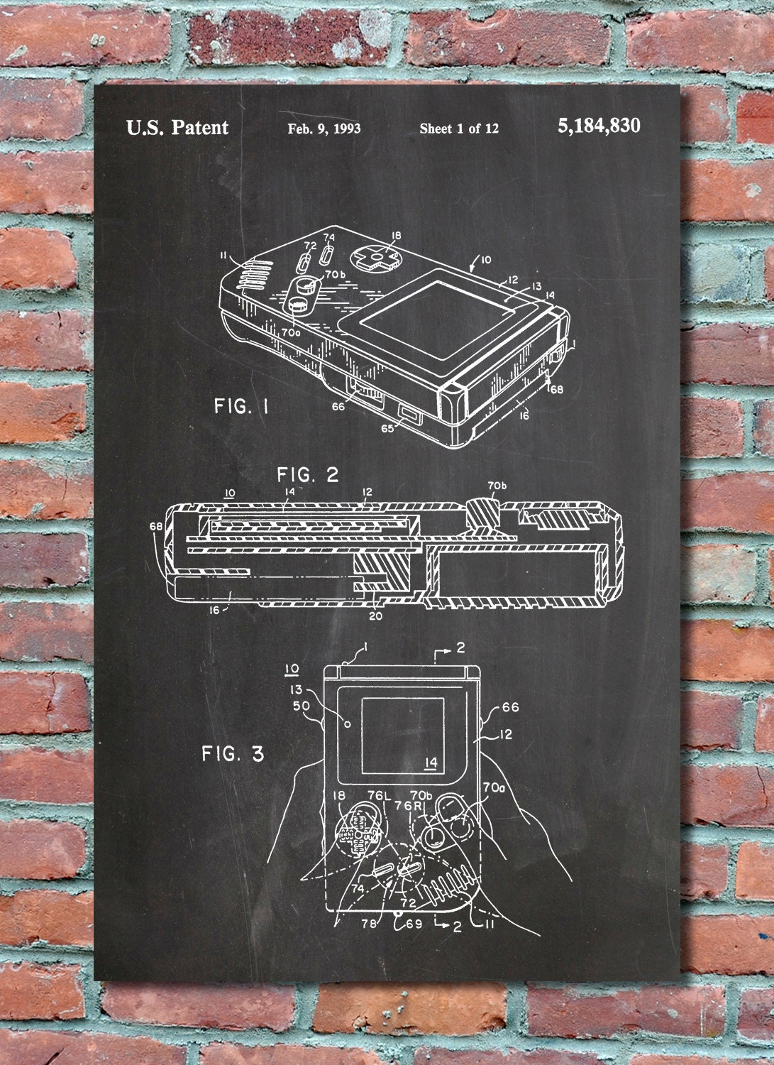 Game Boy Nintendo Wall Art Print, Patent Art, Patent Poster, Blueprint ...