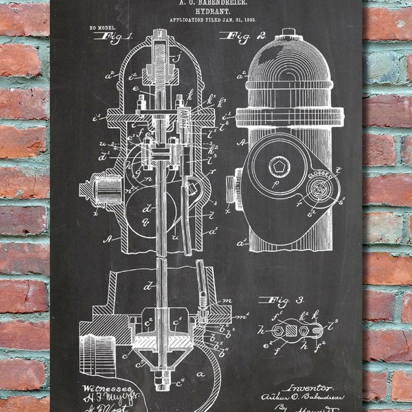Fire Hydrant Blueprint Poster - Etsy