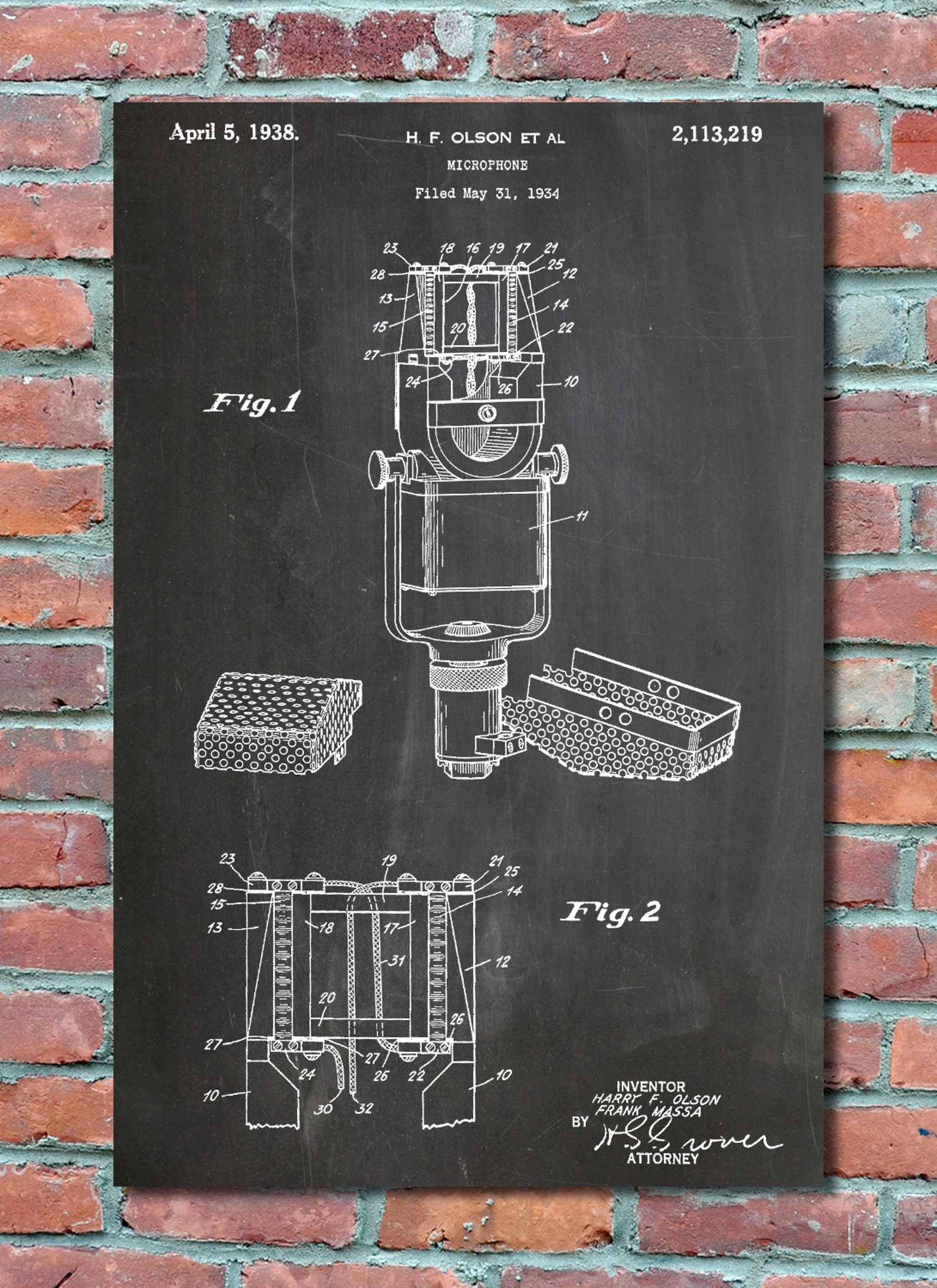 Vintage Microphone Patent Wall Art Print, Microphone Patent Art ...