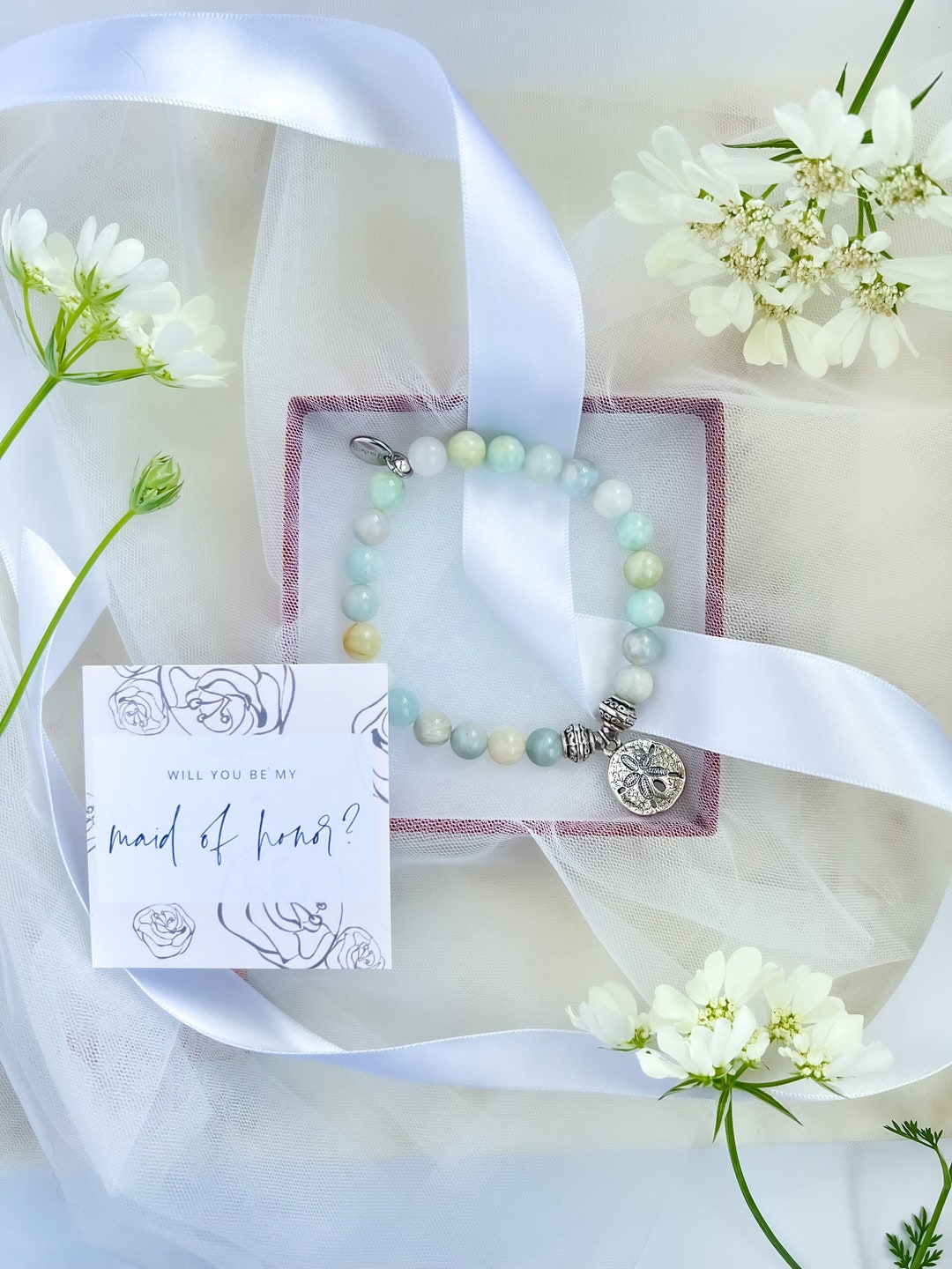 Maid of Honor Jewelry Bridal Party Proposal Gift Mint Moh Gift Boho ...