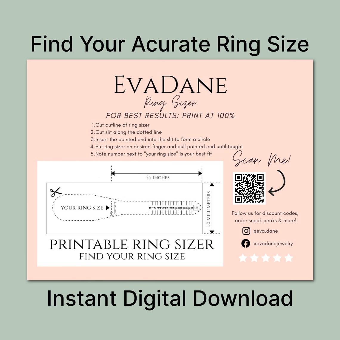 Printable Ring Sizer Adjustable Ring Sizer USA Ring Size Tool Reusable ...