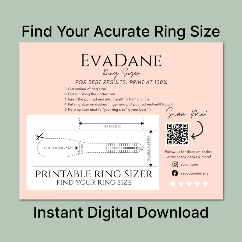 Printable Ring Sizer Adjustable Ring Sizer USA Ring Size Tool Reusable ...