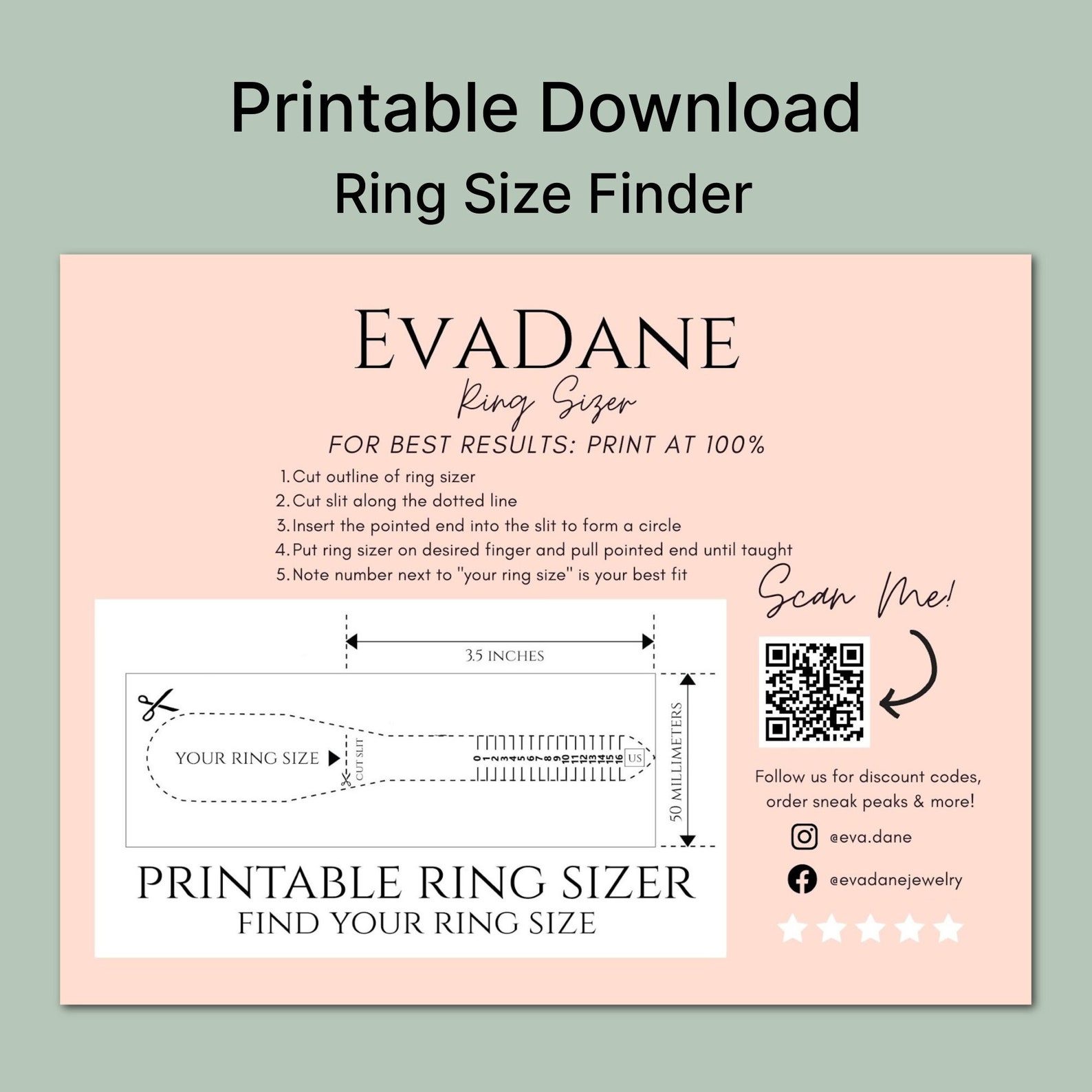 Printable Ring Sizer Adjustable Ring Sizer USA Ring Size Tool Reusable ...