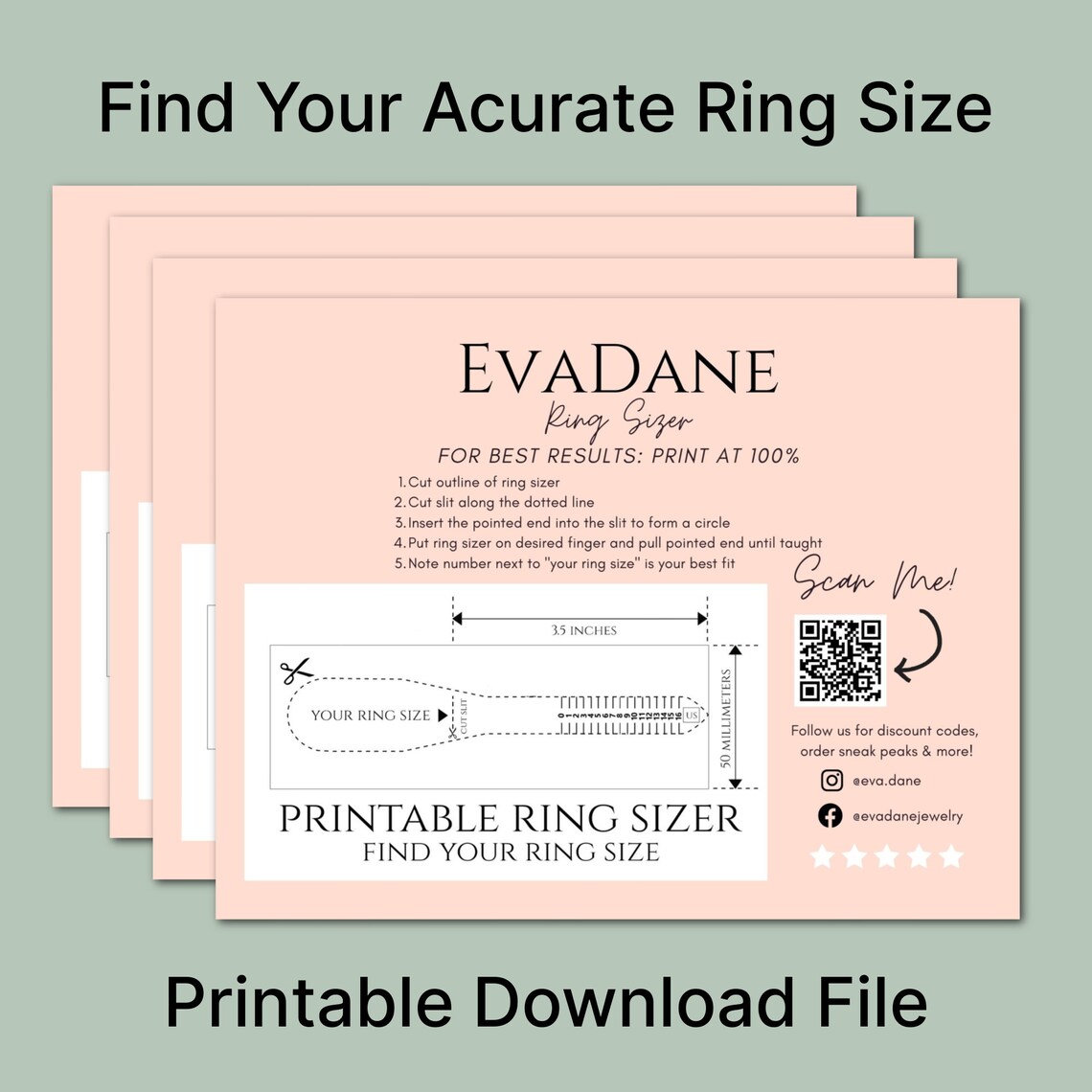 Printable Ring Sizer Adjustable Ring Sizer USA Ring Size Tool Reusable ...
