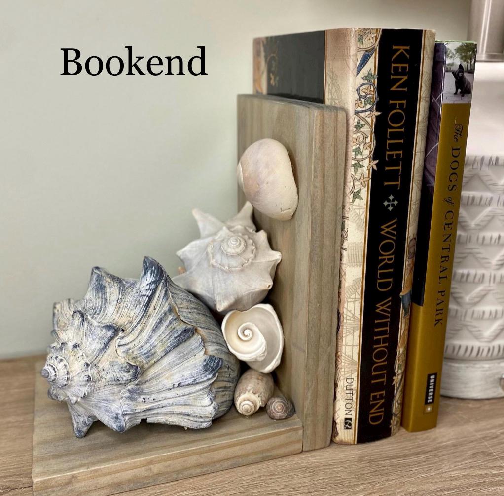 Seashell Bookend. One-of-a-kind, Hand-crafted Bookend on Wooden Base, Made From Shells Collected ...