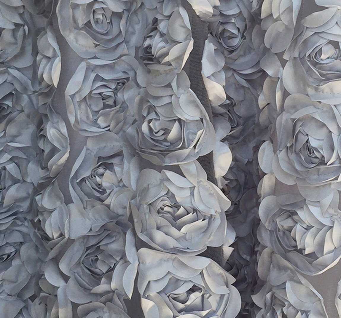 3D Rosette Fabric Black Rosette on Mesh Fabric 3D Rose | Etsy