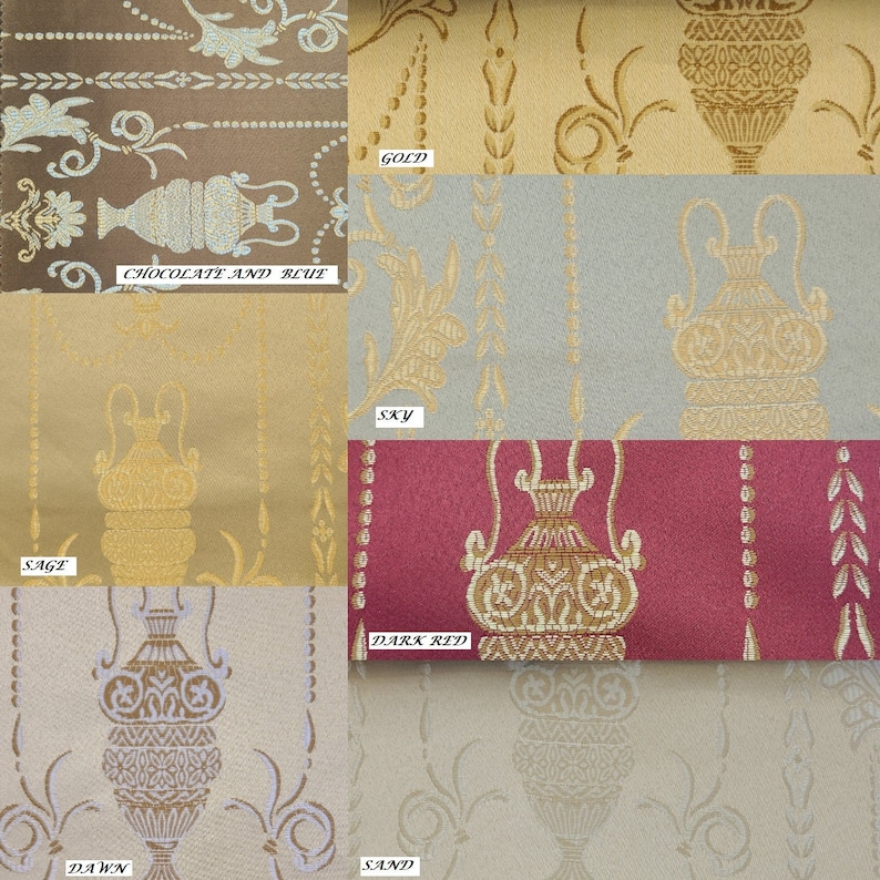 Jacquard Fabric, 7 Colors for Upholstery and Drapery 58 " Sold by the ...