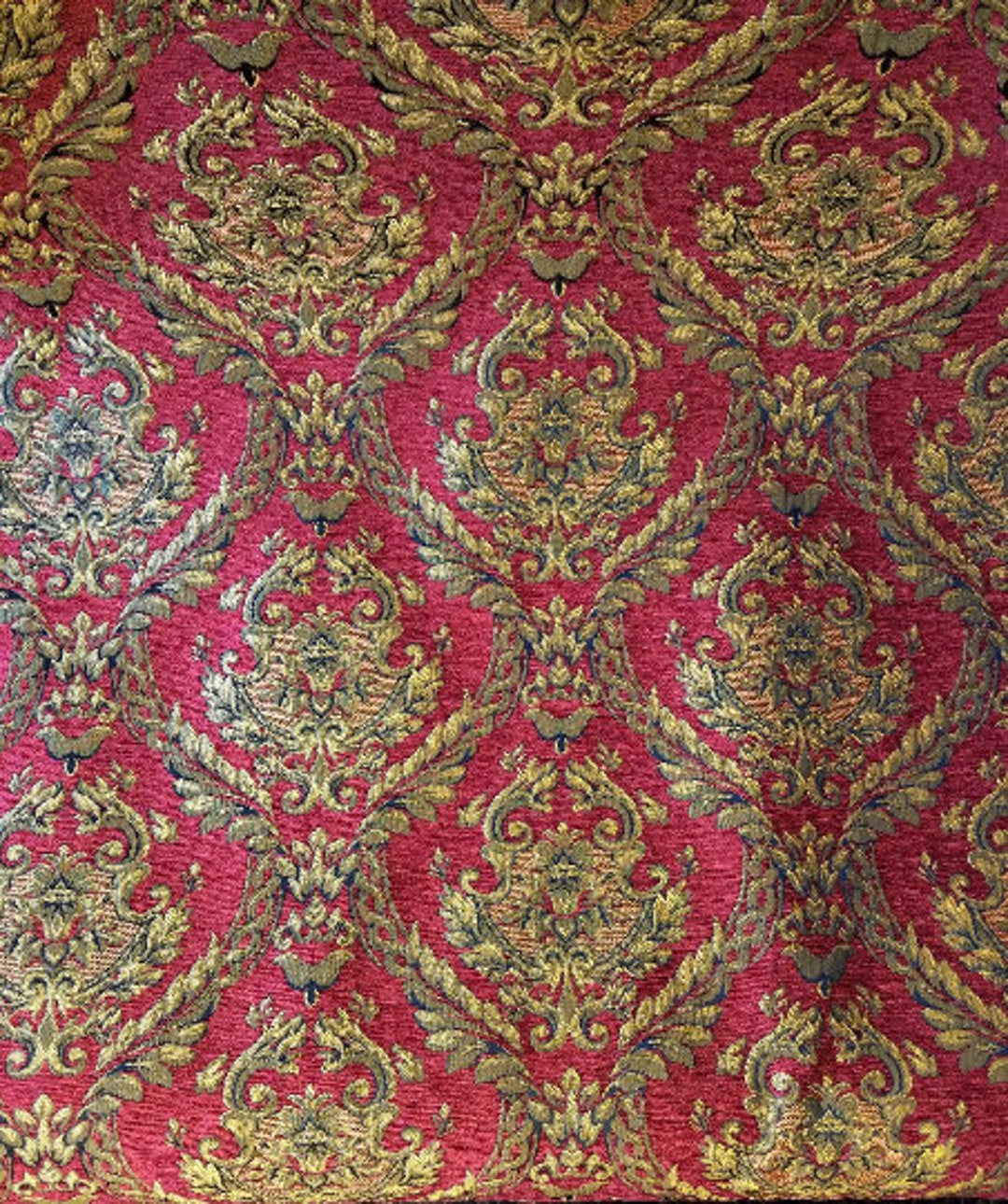 Damask Chenille Fabric Luxurious Jacquard Renaissance Sold by the Yard ...