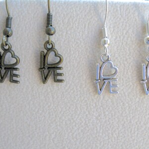 Heart Love Charm Earrings, Bronze or Silver Plated - Etsy