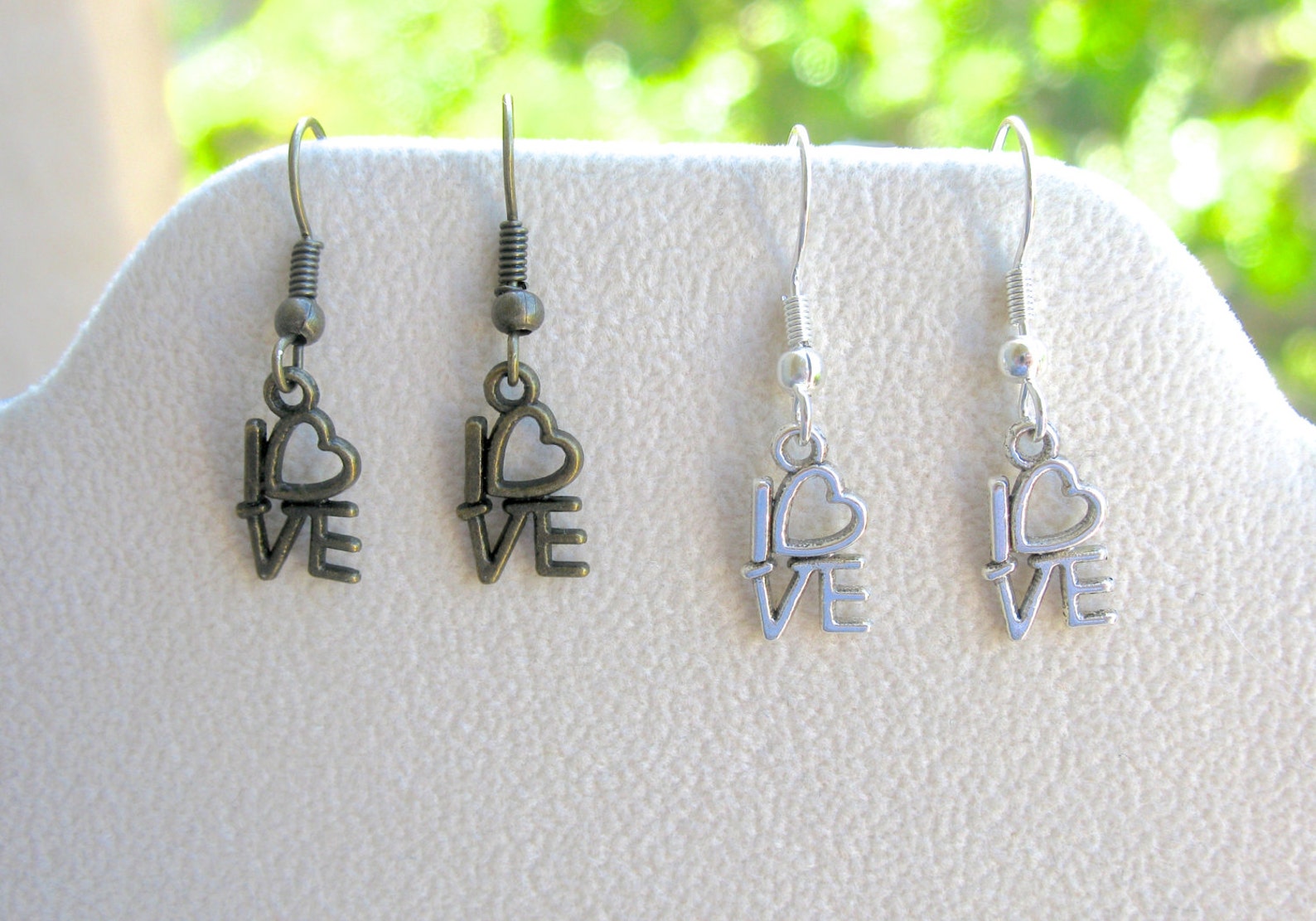 Love Earrings Love Charm Heart Earrings Love Jewelry Heart - Etsy