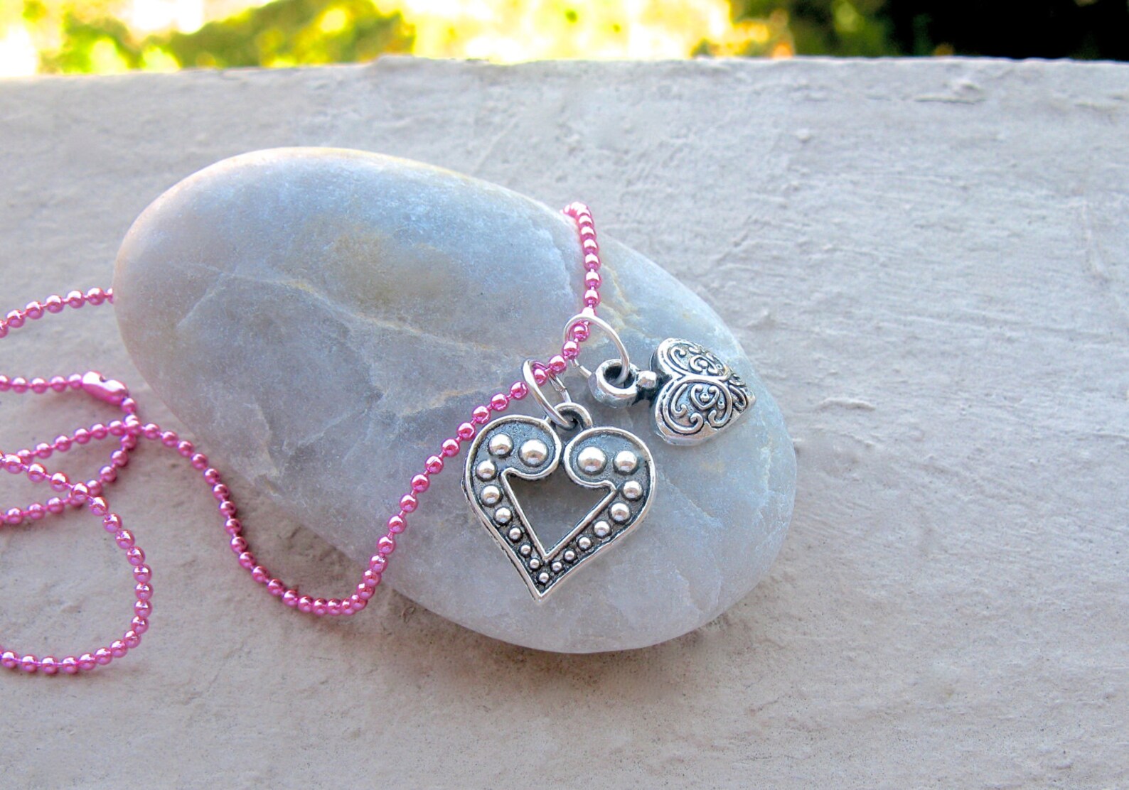 Heart Charm Necklace Heart Charm Heart Necklace Silver - Etsy