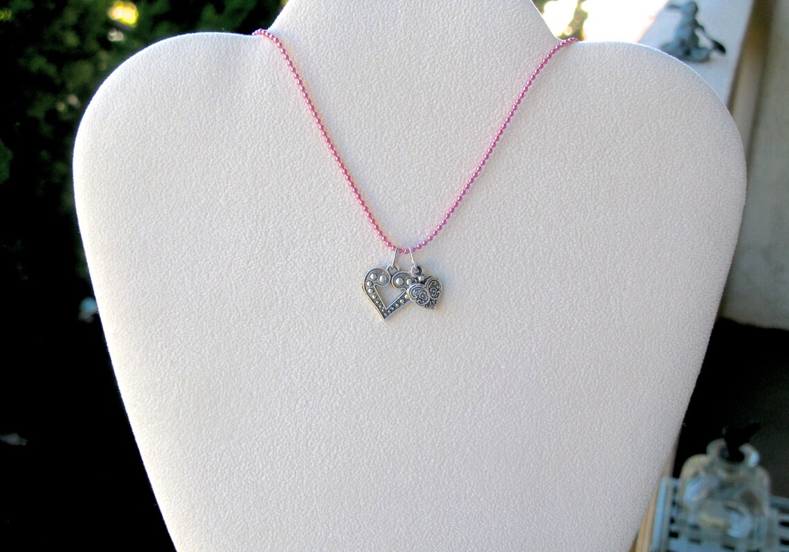 Heart Charm Necklace Heart Charm Heart Necklace Silver - Etsy