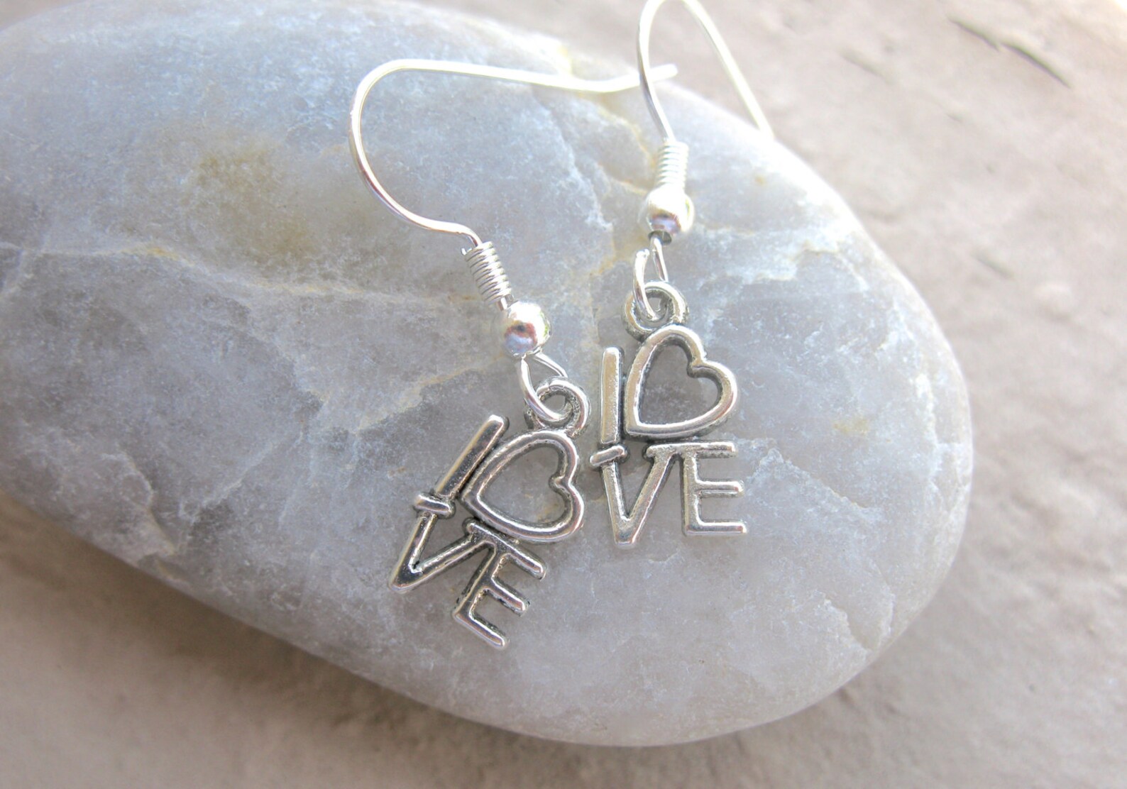 Love Earrings Love Charm Heart Earrings Love Jewelry Heart - Etsy