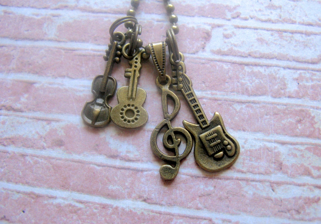 Music Jewelry, Music Necklace. Musical Instrument Charms, Violin Charm ...
