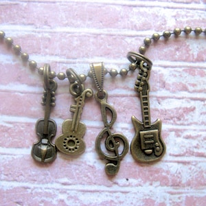 Music Jewelry, Music Necklace. Musical Instrument Charms, Violin Charm ...