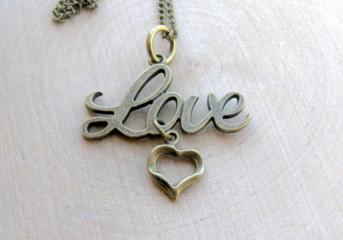 Love Necklace Heart Necklace Love Jewelry Heart Charm Love - Etsy
