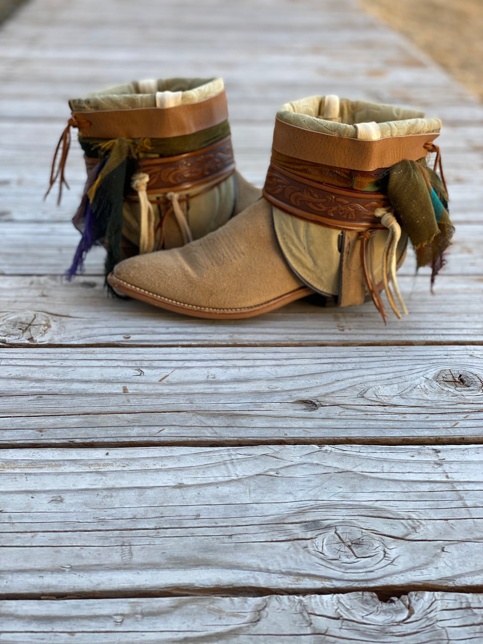 Size 6 Suede Upcycled Cowgirl Boots Boho Boots Ankle Boots Women’s ...