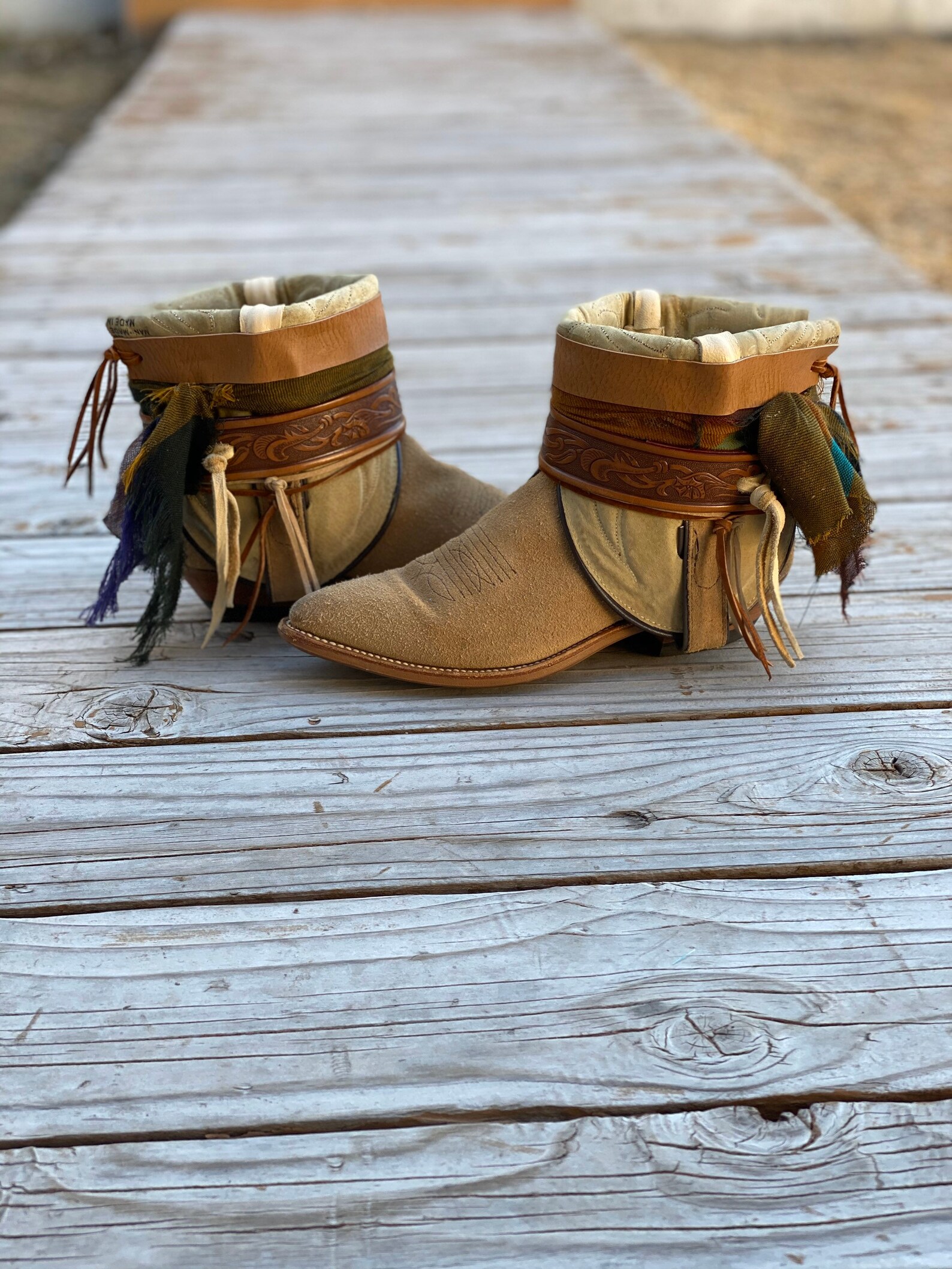 Size 6 Suede Upcycled Cowgirl Boots Boho Boots Ankle Boots | Etsy