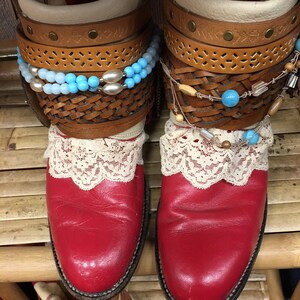 Upcycled Cowgirl Boots Red Boho Boots Size 8 Boho Boots Cowboy Boots - Etsy