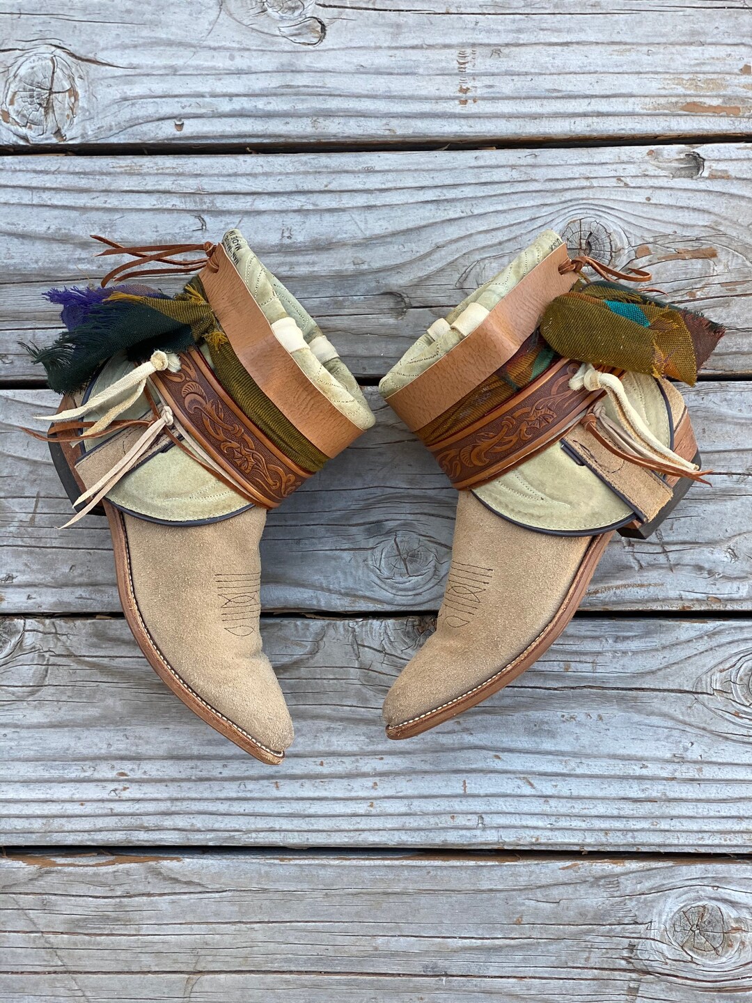 Size 6 Suede Upcycled Cowgirl Boots Boho Boots Ankle Boots Womens Boots Cowboy Boots - Etsy