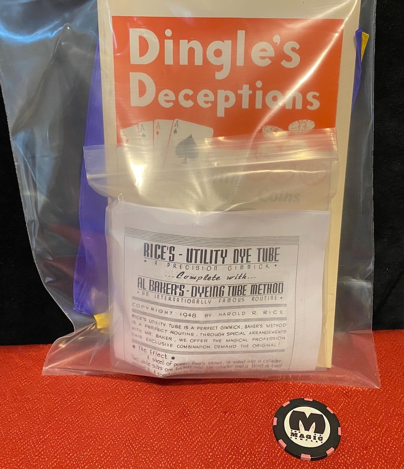 Harold R. Rice Magic - Vintage 3.5" Utility Dye Tube + Silks + DD (NOS ...