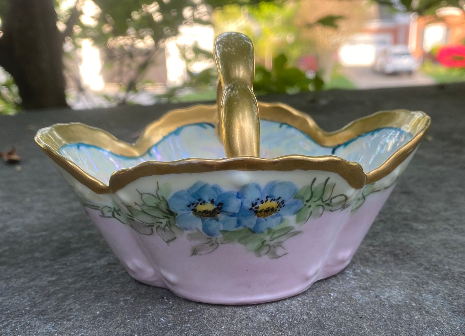 Small Porcelain Painted Basket With Gold Details Z. S. & - Etsy