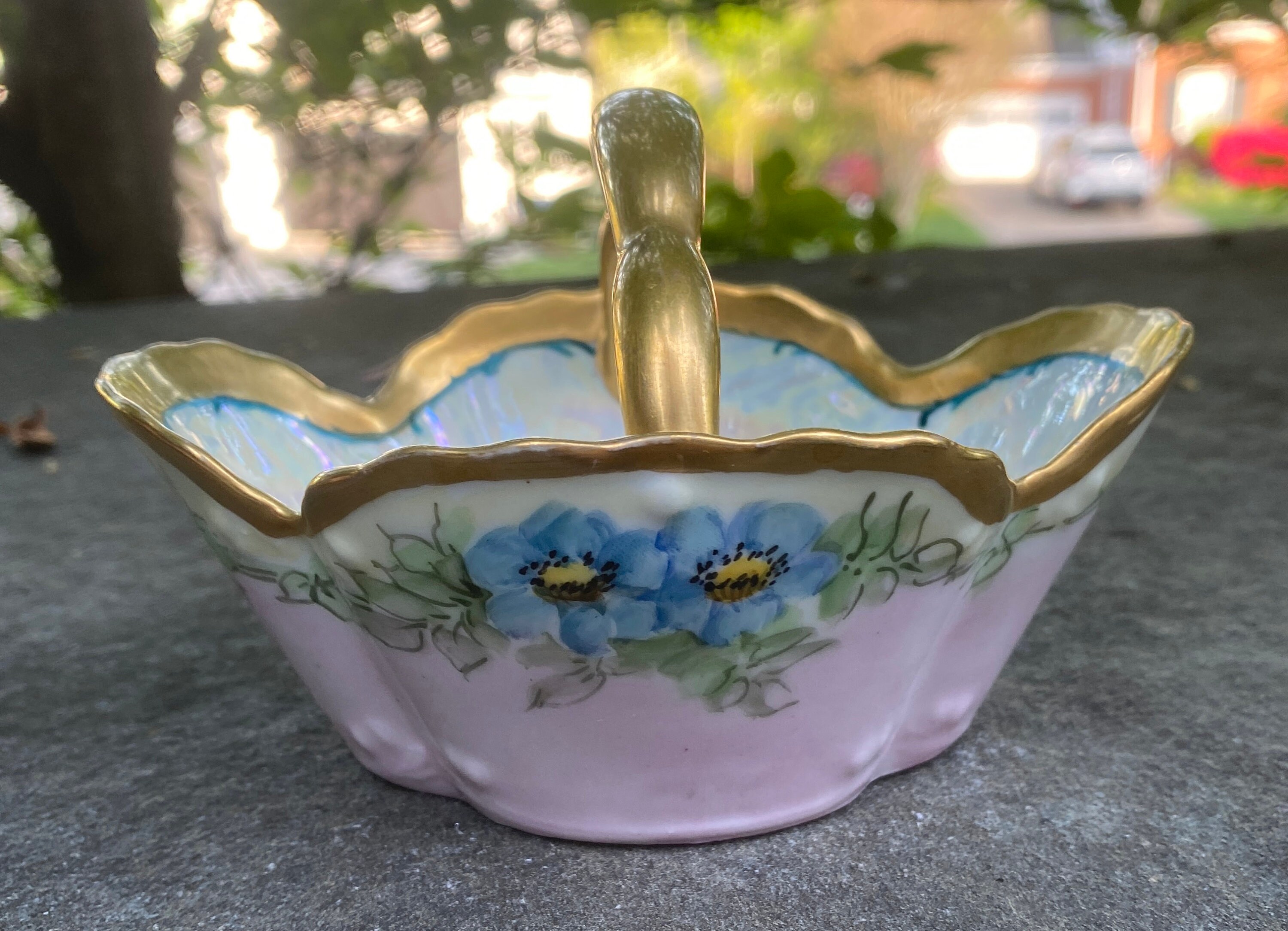 Small Porcelain Painted Basket With Gold Details Z. S. & - Etsy