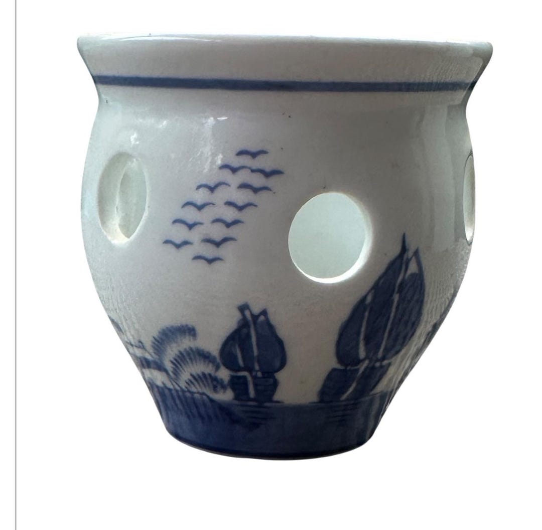 Handpainted Delft Blue Ceramic Bulb Pot - 4" - Etsy