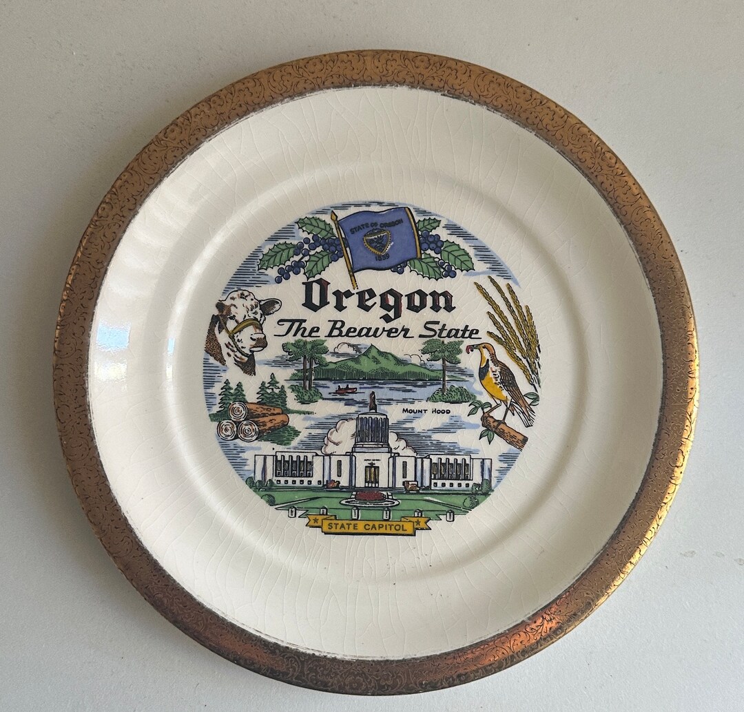 State of Oregon, "the Beaver State" Collectible Plate - Etsy