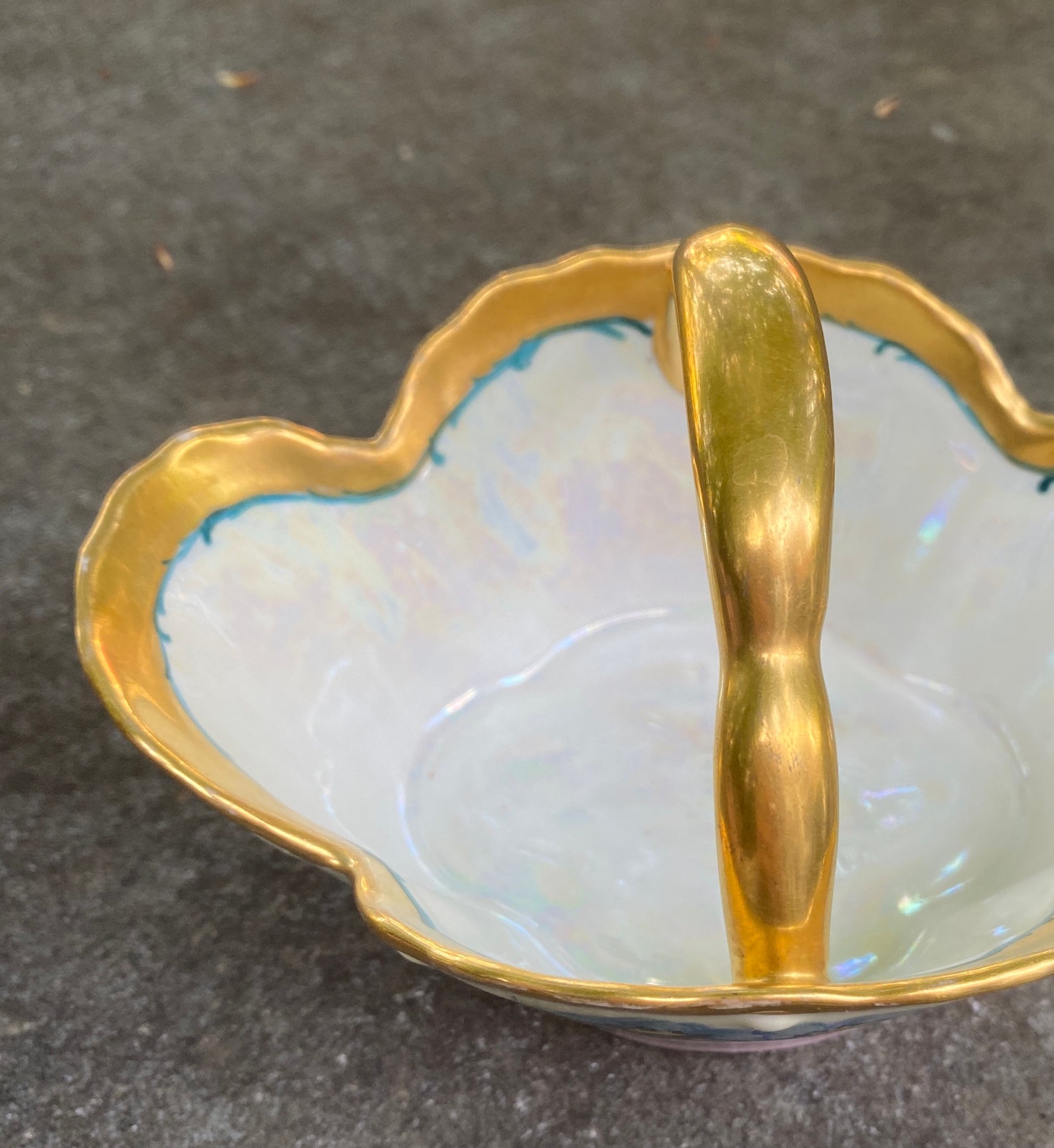 Small Porcelain Painted Basket With Gold Details Z. S. & - Etsy